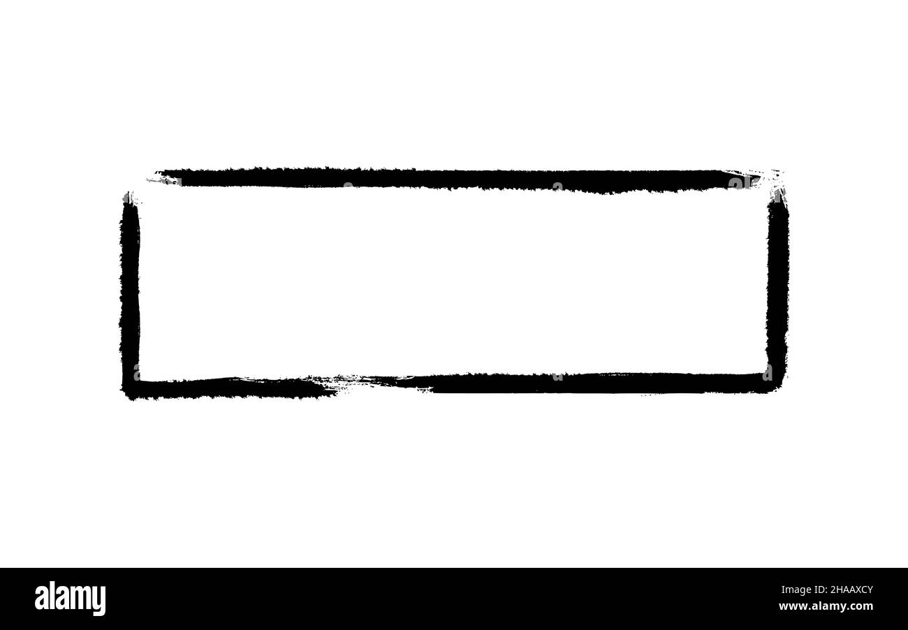 Ink rectangle stamp. Grunge empty black frame. Square border. Rubber ...
