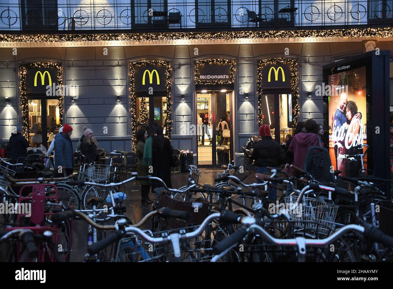 Copenhagen/Denmark./11 December 2021/ Fast food restaurant McDinakds ...