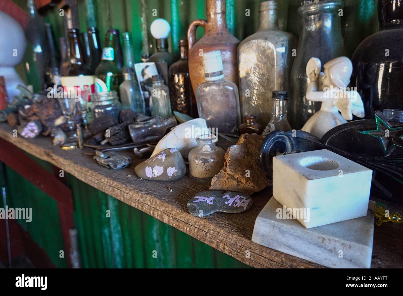 shelf of pub or bar artifacts Stock Photo - Alamy