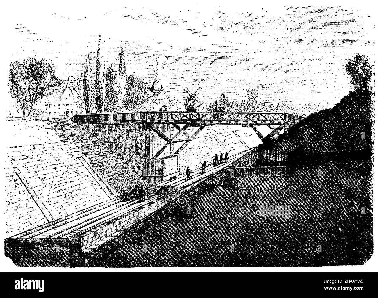 Pier with masonry embankment, , (architectural history Stock Photo - Alamy