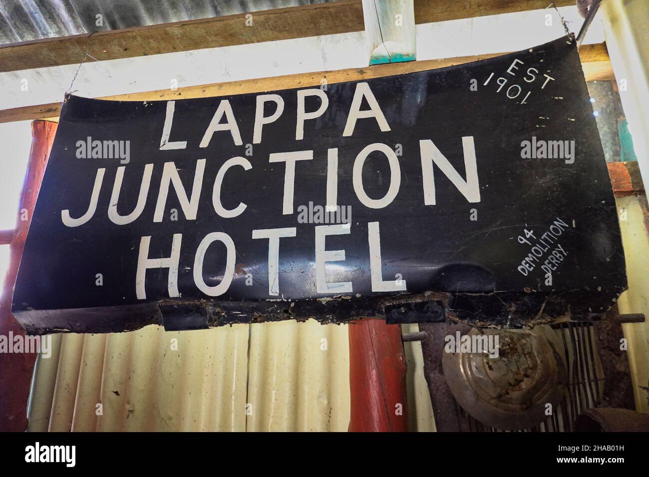 Tin Sign for the Old Lappa Junction Hotel Stock Photo - Alamy