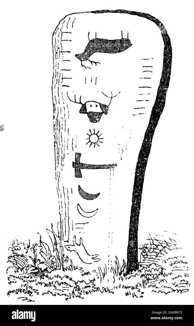 Gravestone of a Chippewa chief with pictorial writing, , (architectural ...