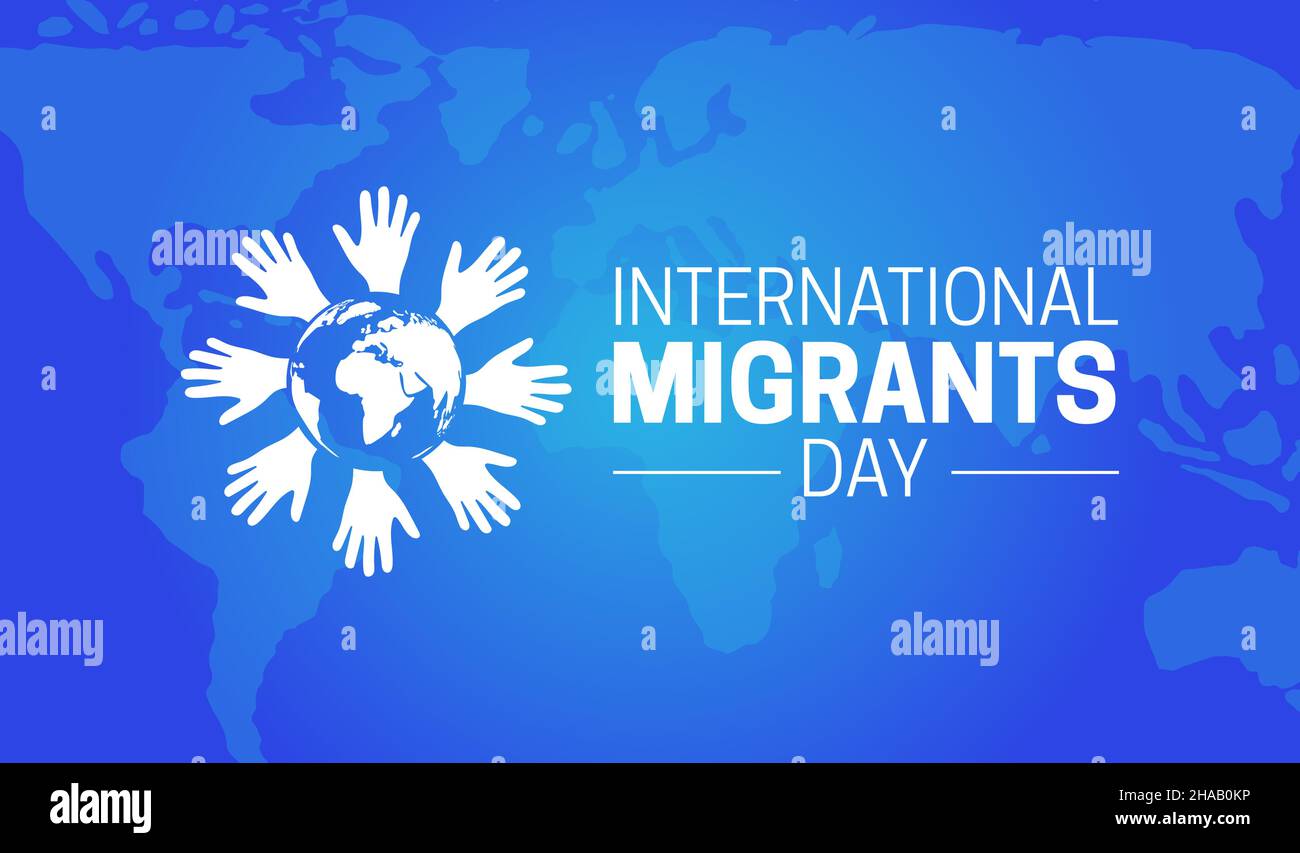 Blue International Migrants Day Background Illustration Stock Vector Image & Art - Alamy