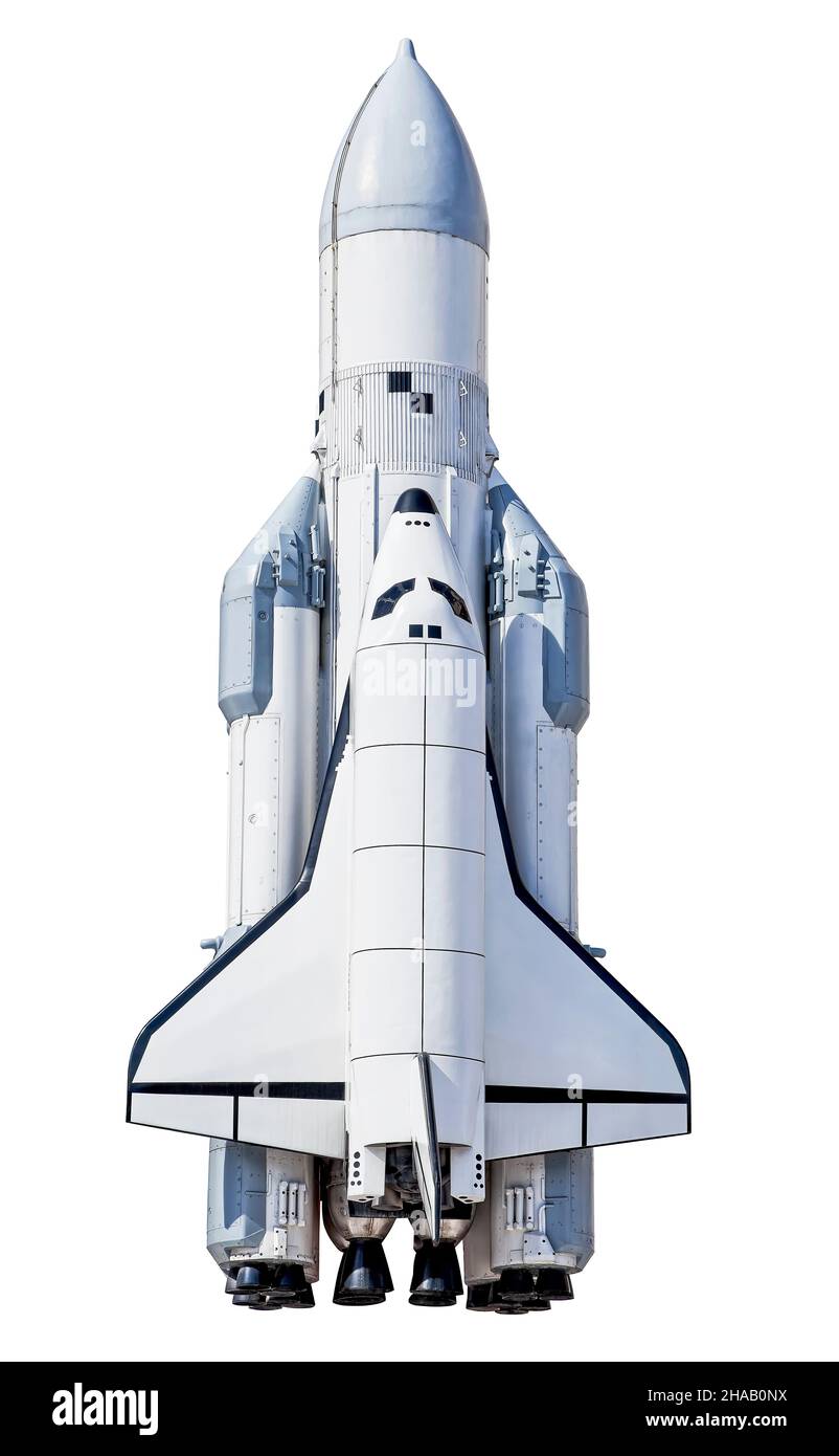 Spaceship Buran in Samara, Russia. Isolated on white background Stock Photo - Alamy
