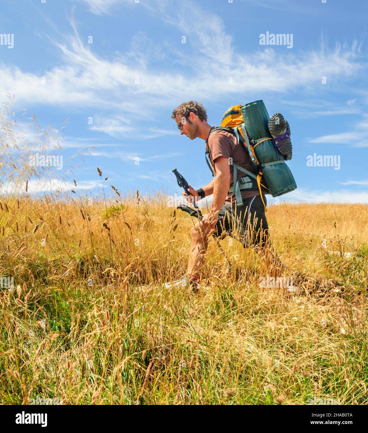 High alpine trekking tour around Monte Baldo and Lake Garda Stock Photo ...