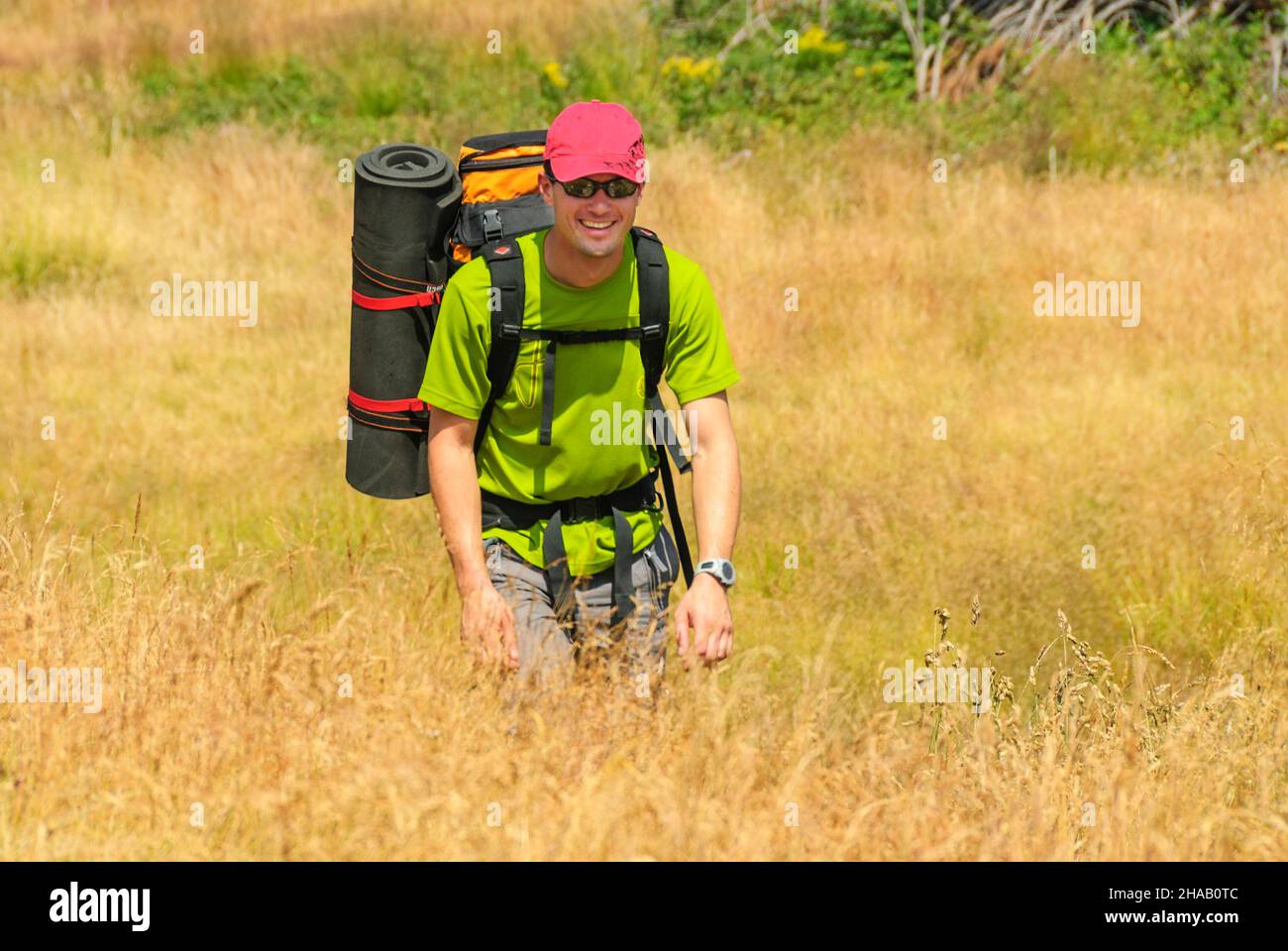 High alpine trekking tour around Monte Baldo and Lake Garda Stock Photo ...