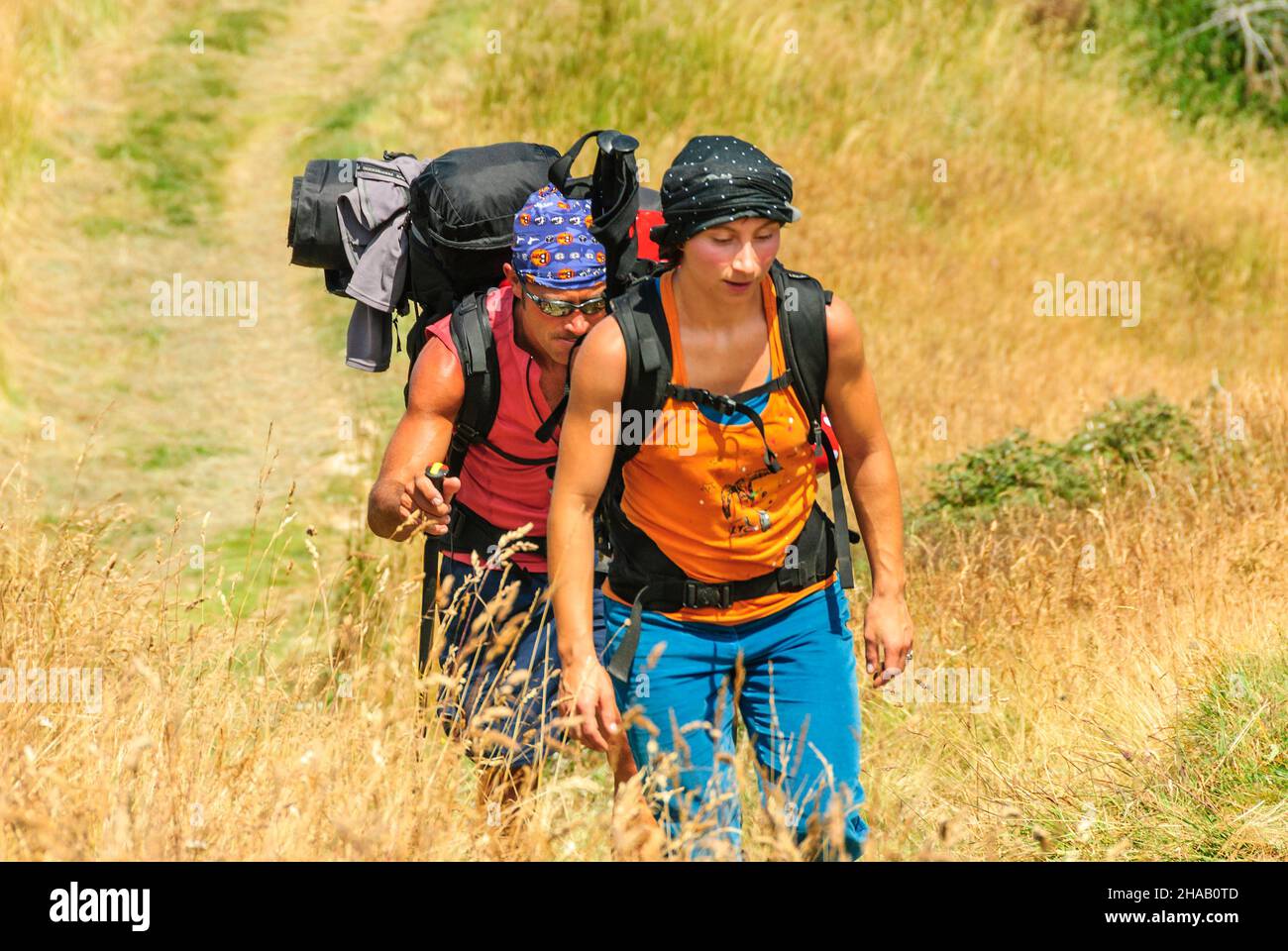 High alpine trekking tour around Monte Baldo and Lake Garda Stock Photo ...