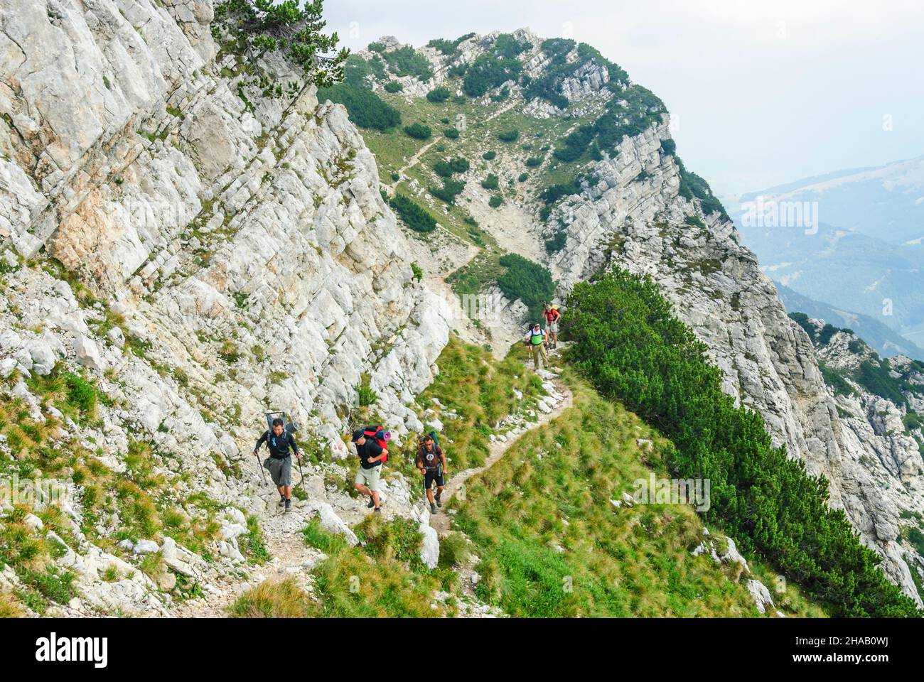 High alpine trekking tour around Monte Baldo and Lake Garda Stock Photo ...