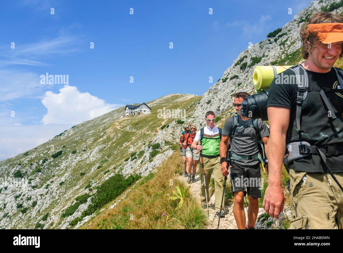 High alpine trekking tour around Monte Baldo and Lake Garda Stock Photo ...