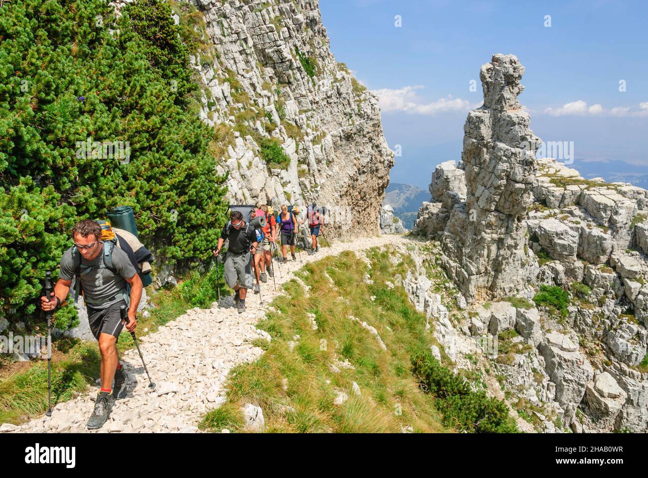 High alpine trekking tour around Monte Baldo and Lake Garda Stock Photo ...