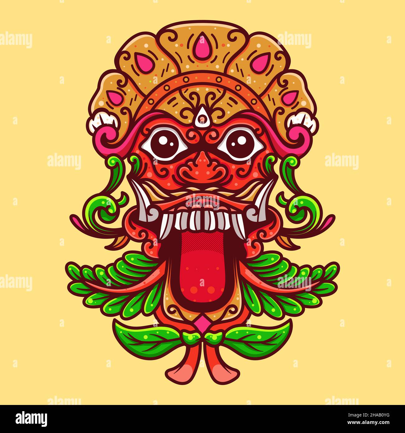 ILLUSTRATION OF BARONG MASK. TRADITIONAL OF BALI INDONESIA Stock Vector ...
