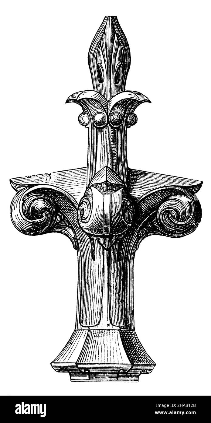 Cross flower: flower-like ornament made of natural stone on gothic or ...