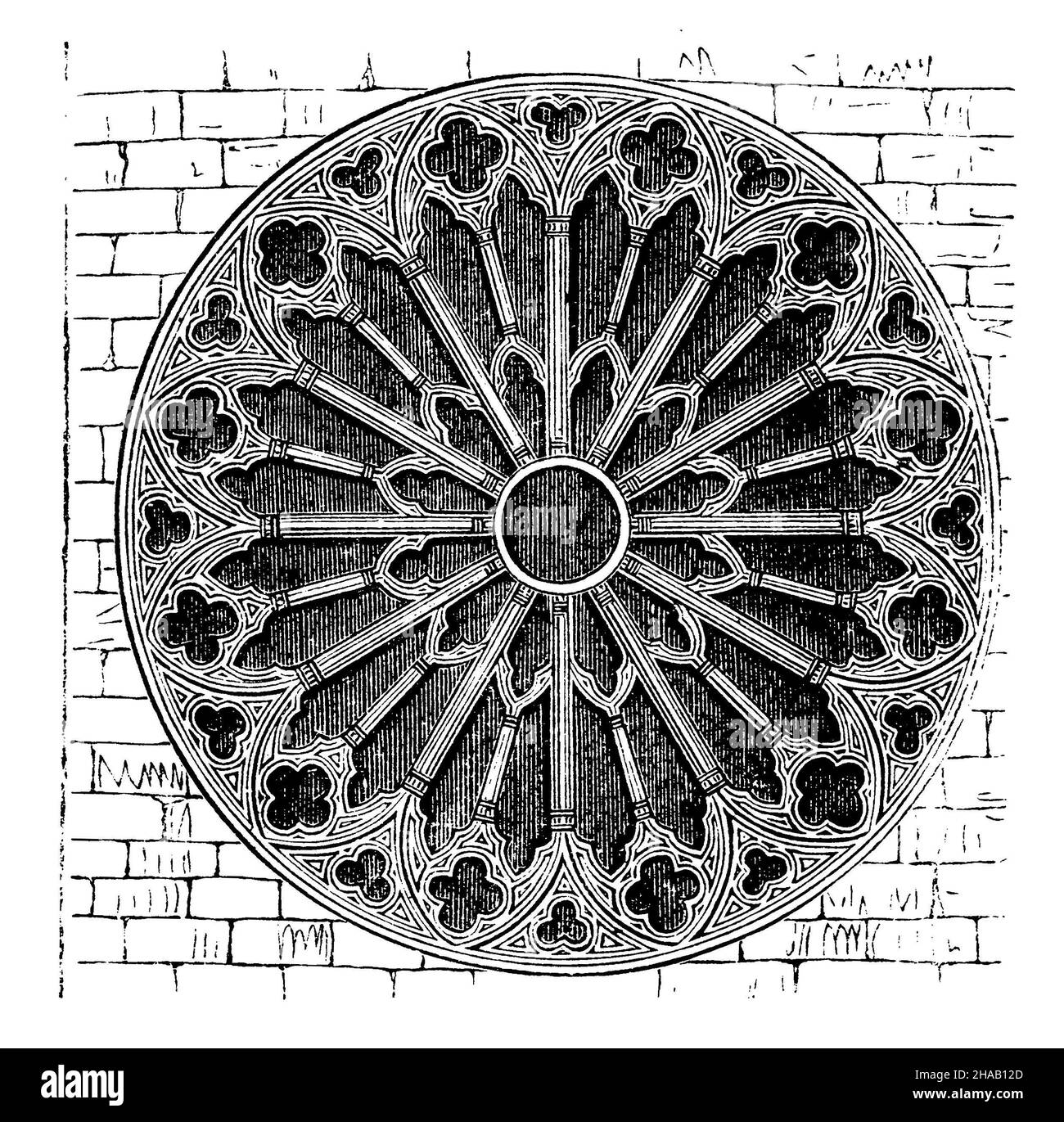 Rosette window from Reims, ca. 1250, , (architectural history Stock ...
