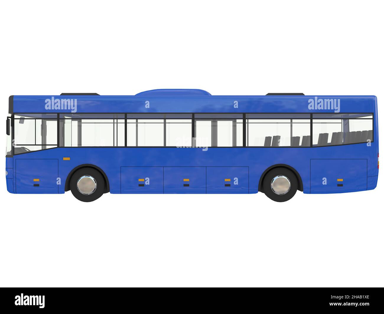 A 3D rendering of a blue bus on white background Stock Photo - Alamy