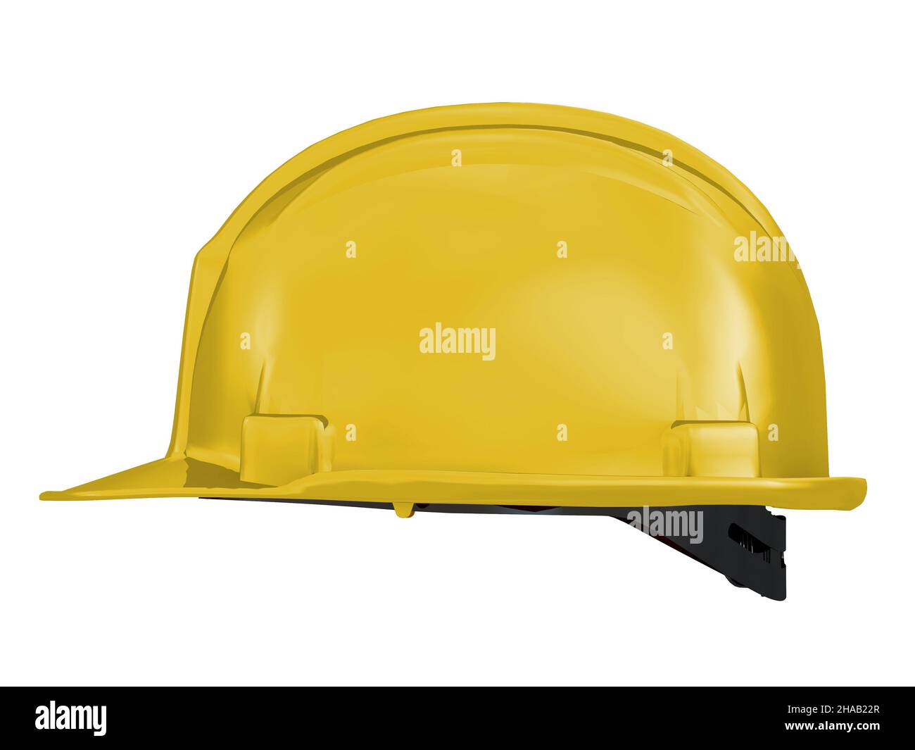 A 3D rendering of a yellow helmet for a worker on white background ...