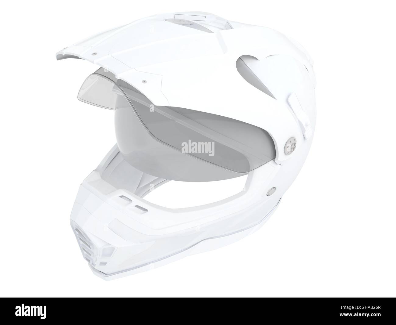 A 3D rendering of a helmet for a motorbike on white background Stock ...