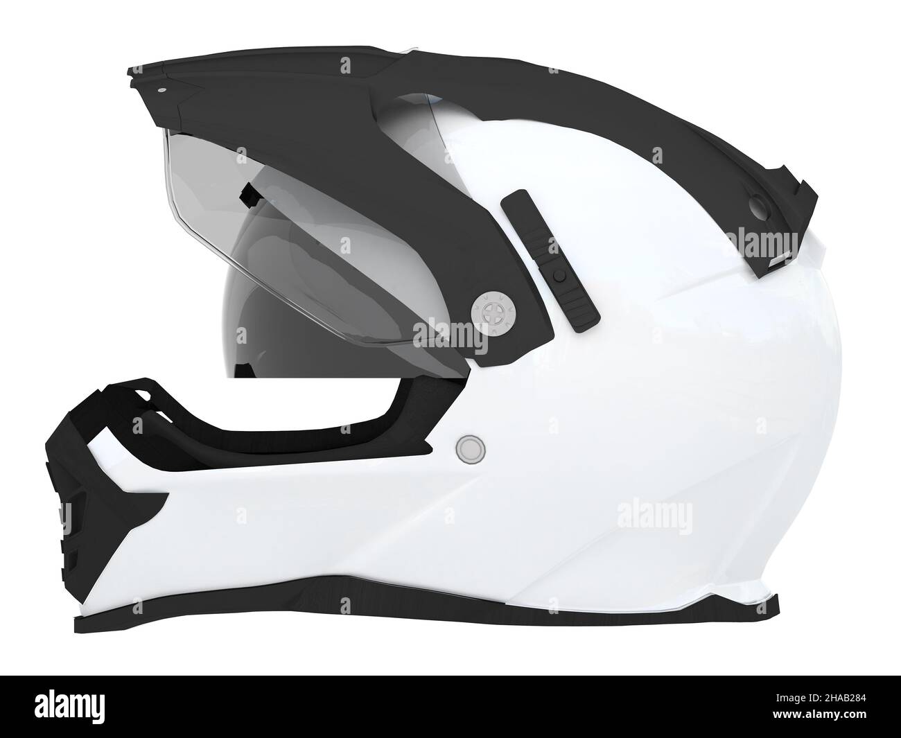 A 3D rendering of a helmet for a motorbike on white background Stock ...