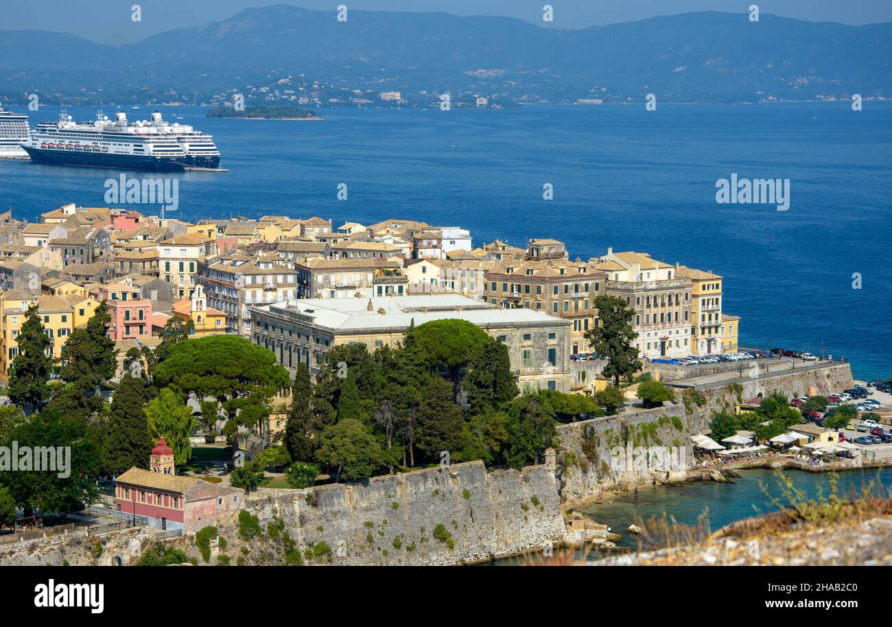 View above Corfu Old Town, Greece Stock Photo - Alamy