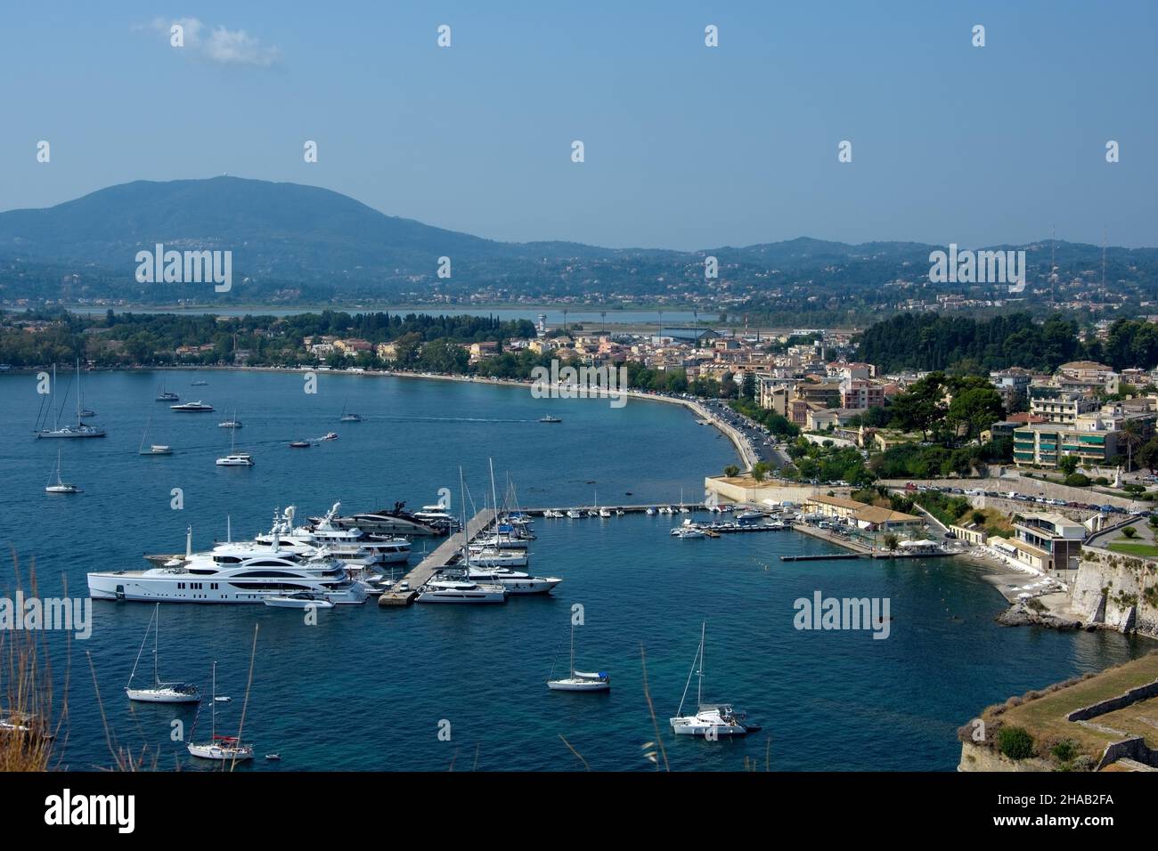 View at the coast of Corfu town, Greece Stock Photo - Alamy