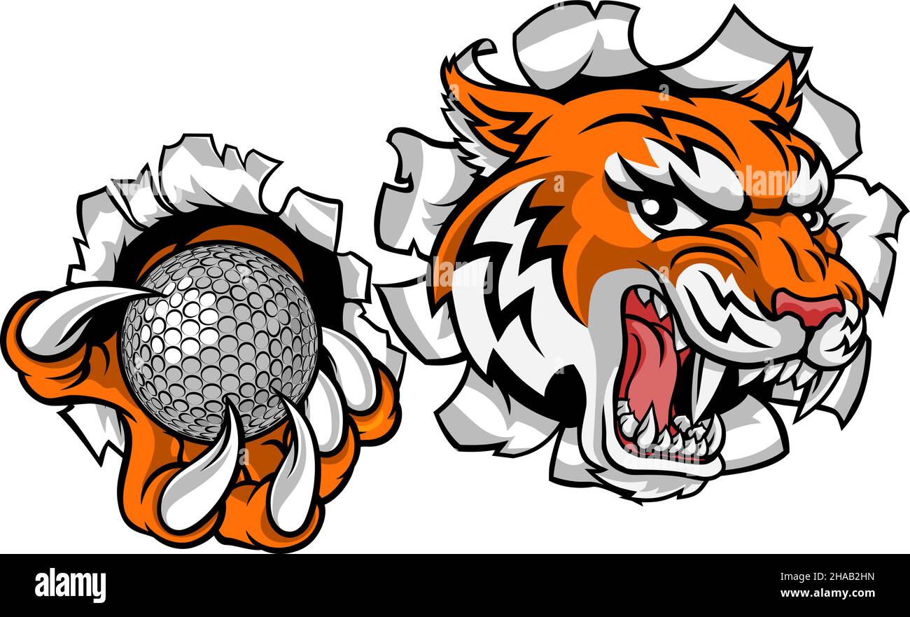 Tiger Golf Ball Player Animal Sports Mascot Stock Vector Image & Art ...