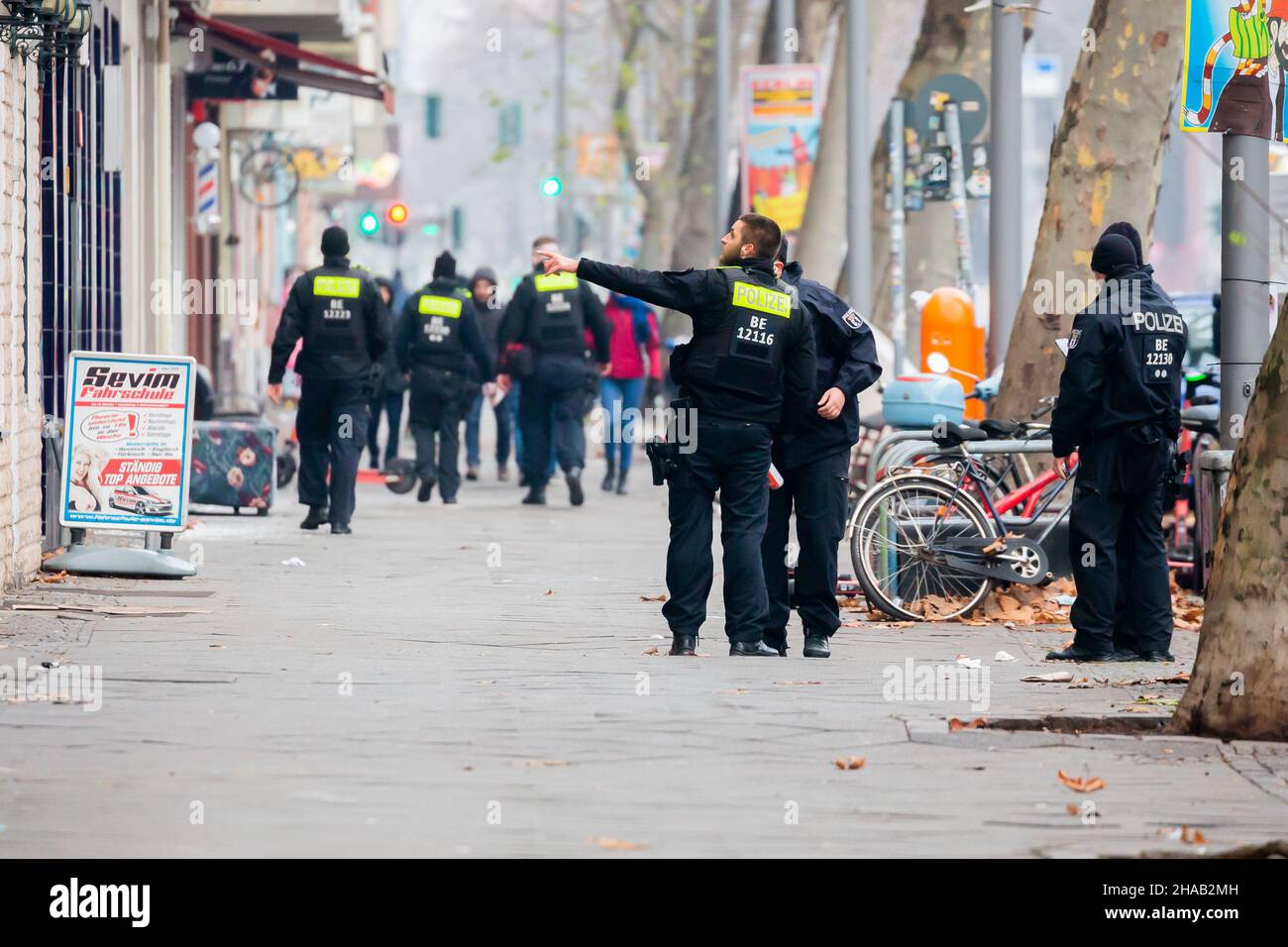 Berlin, Germany. 12th Dec, 2021. Police officers patrol the area of the ...