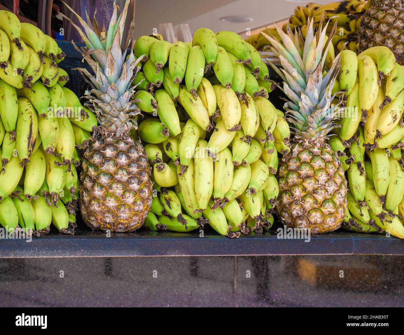 Topical exotic fresh fruit on display. Fresh fruit juice stall in Amman ...