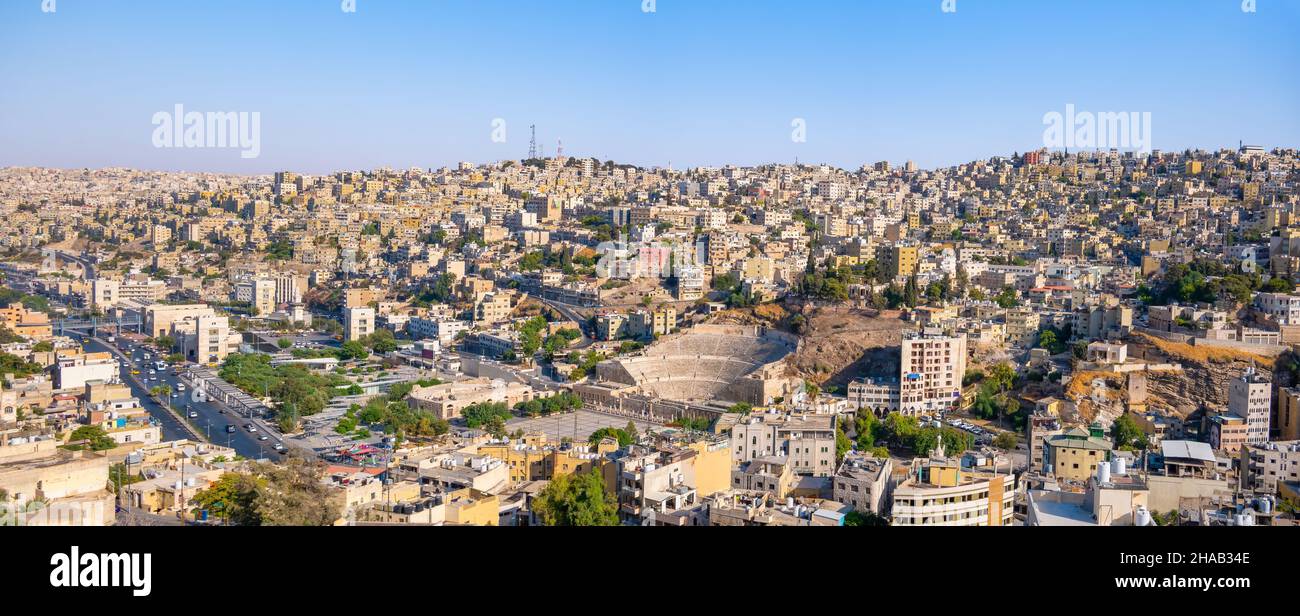 Aerial panoramic view with the city of Amman, Jordan Stock Photo - Alamy