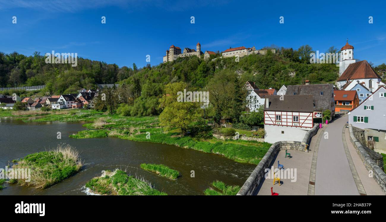 Picturesque view to Harburg and its castle Stock Photo - Alamy