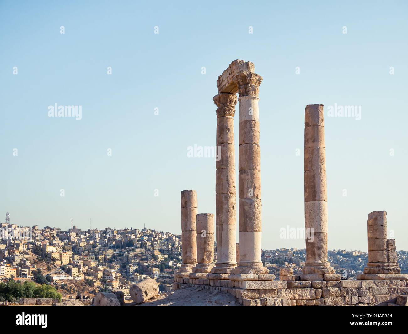 View of Temple of Hercules roman temple remains in Amman citadel ...
