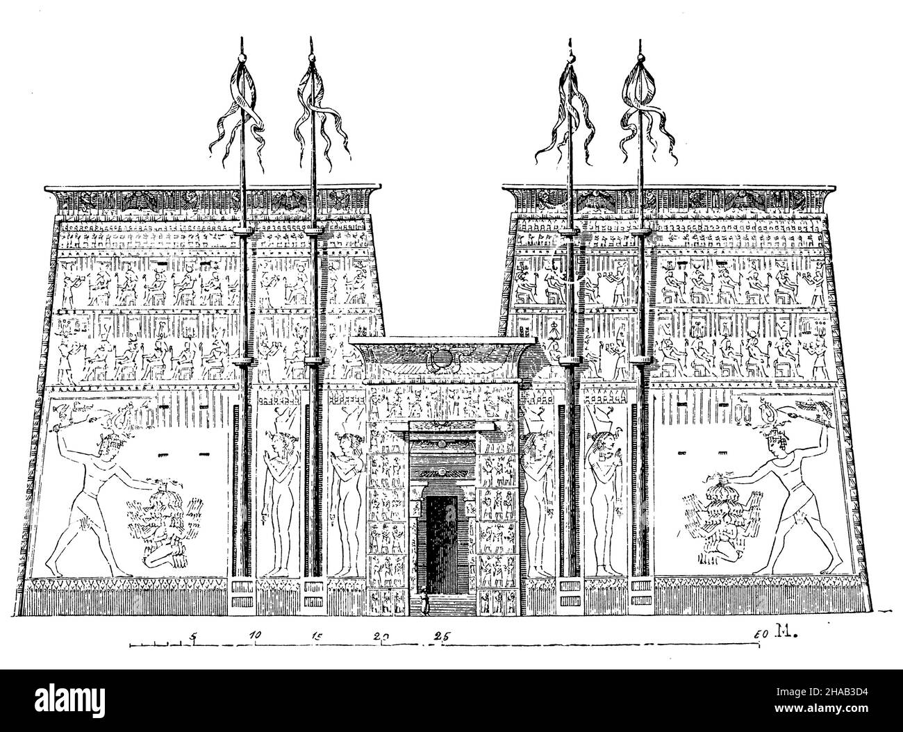 Facade of the temple at Edfu. Ptolemaic period. (Reconstructed ...