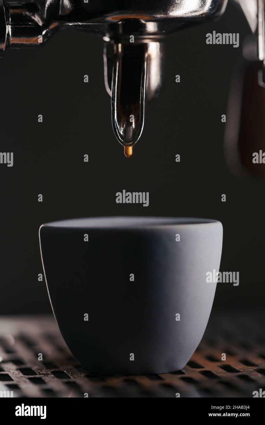 last espresso drop from with single spout portafilter from coffee ...