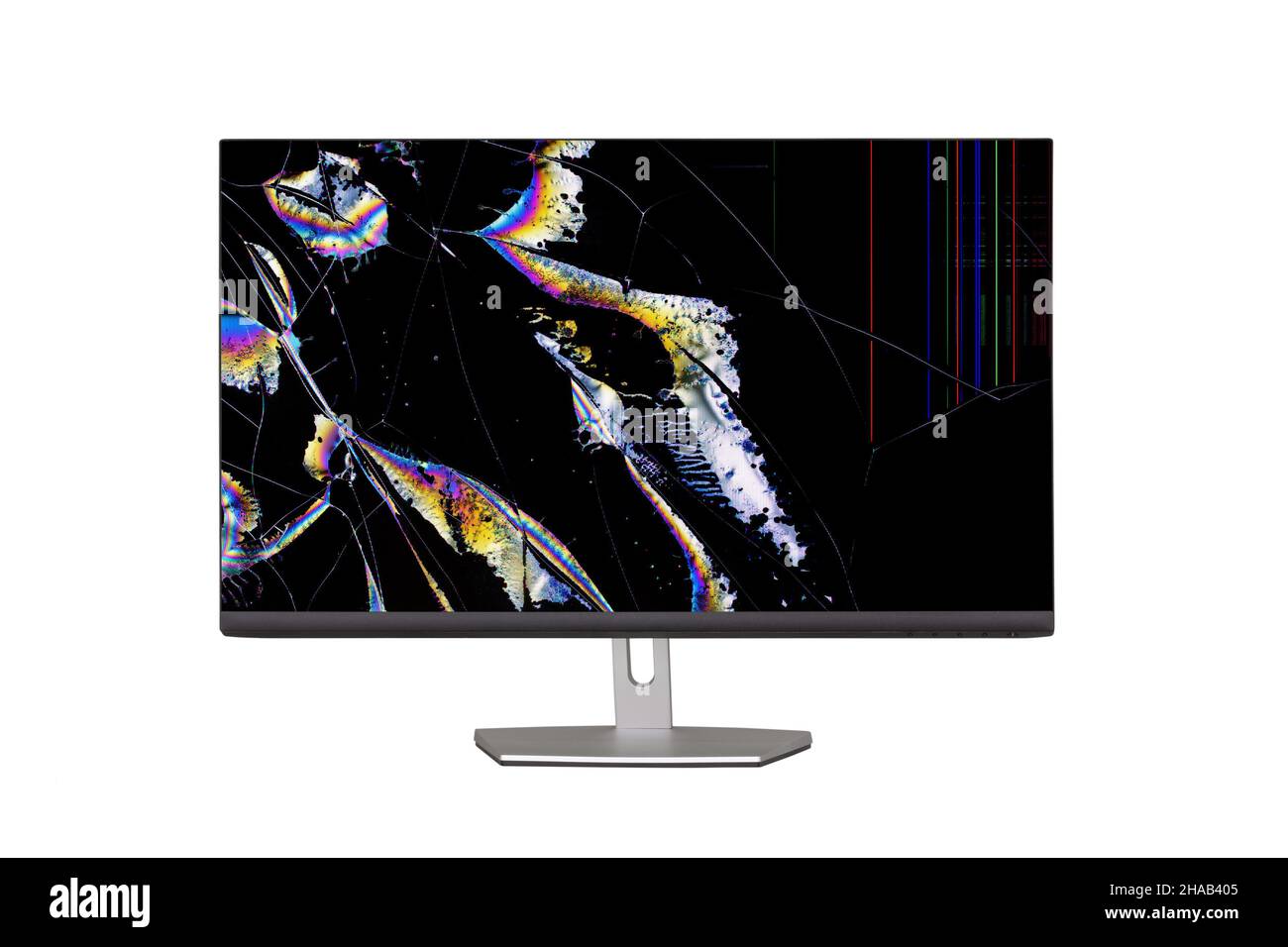 flowing crystals in the form of colored stripes and cracks on the ...