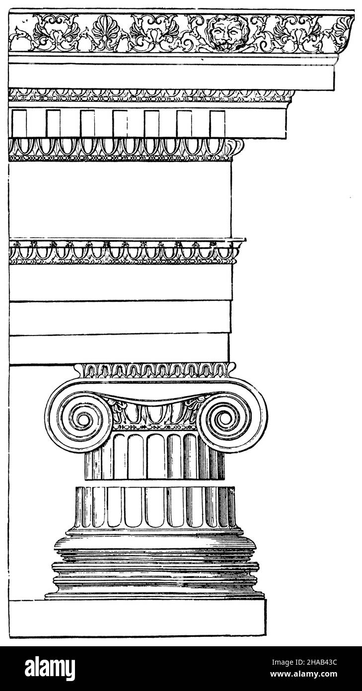 Column base, capital, entablature of the Ionic temple, , (cultural ...