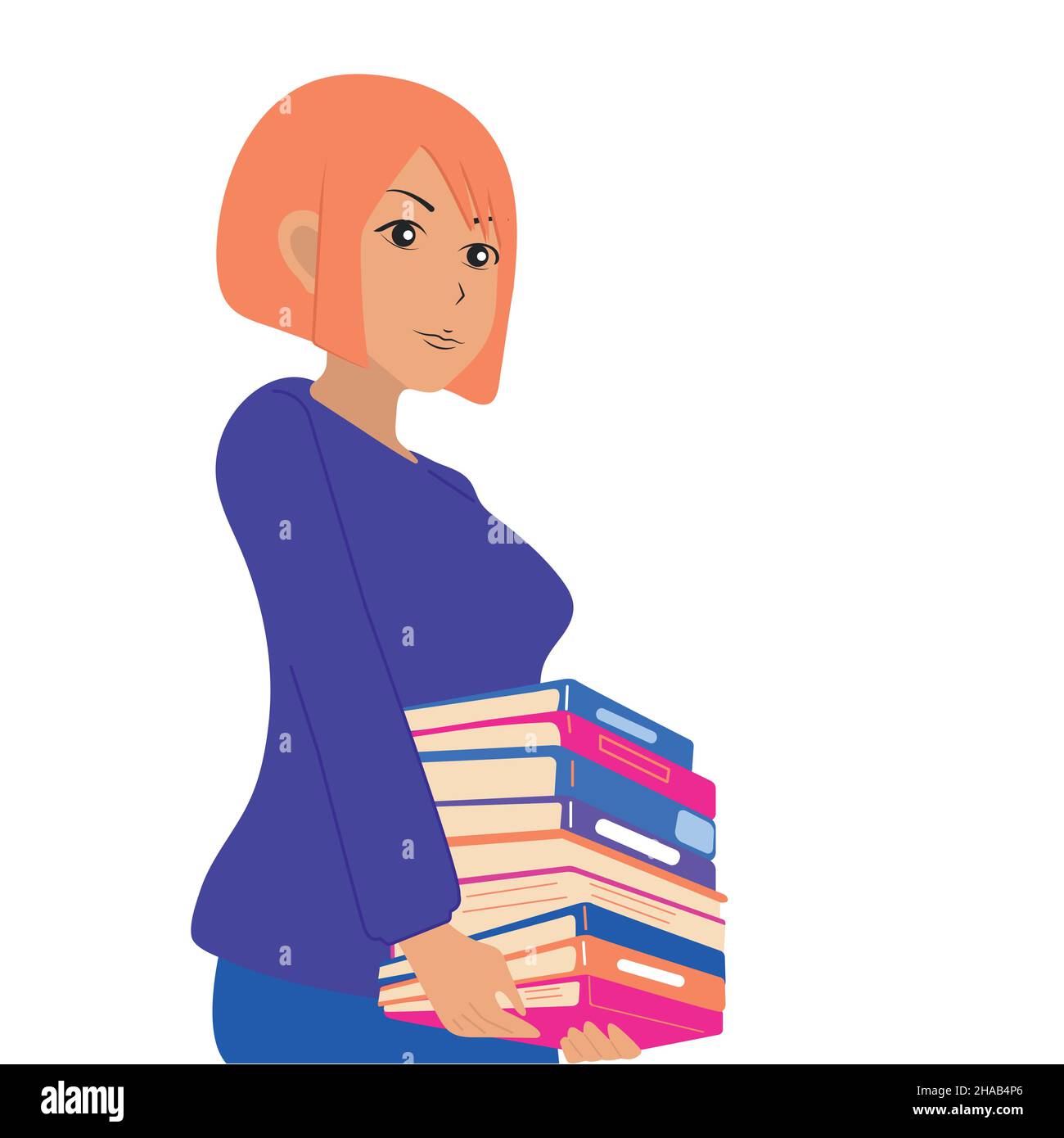 The girl carries books. An office worker, a librarian, a lover of ...