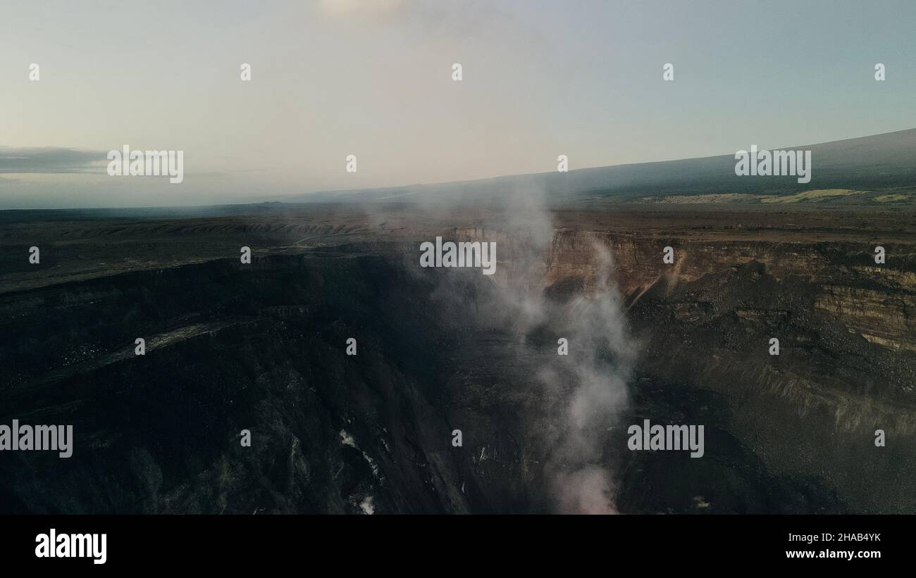 Helicopter over Kilauea Volcano in Hawaii Volcanoes National Park on ...