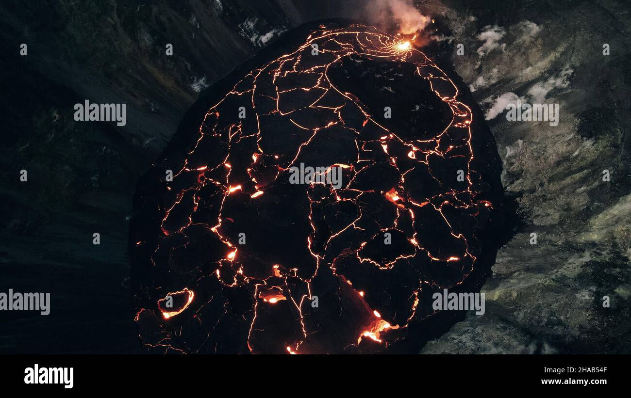 Helicopter over Kilauea Volcano in Hawaii Volcanoes National Park on ...