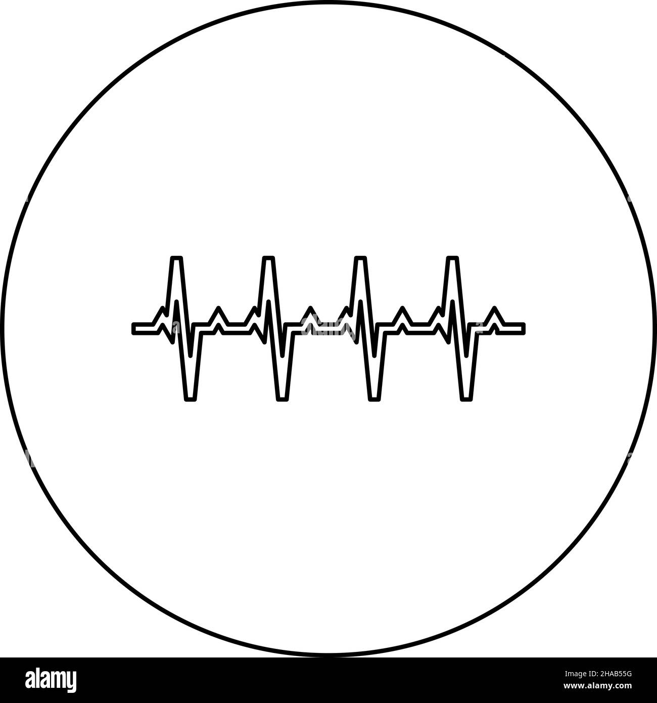 Pulse graph Heart beat Cardiogram rhythm graphic ecg Echocardiogram icon in circle round black ...