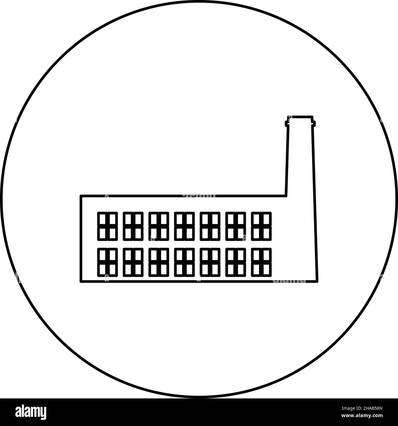 Factory industry silhouette Plant with pipe icon in circle round black ...