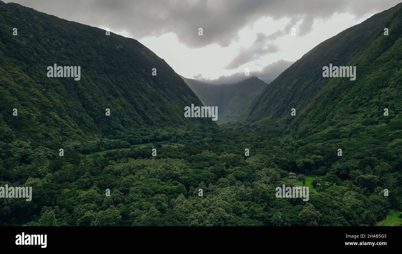 Aerial view of the Waipio Valley on the Big Island of Hawaii with its ...