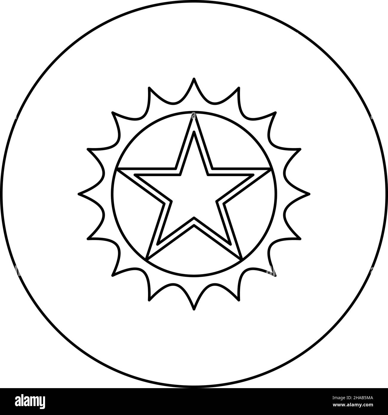 Star in circle with sharp edges icon in circle round black color vector ...
