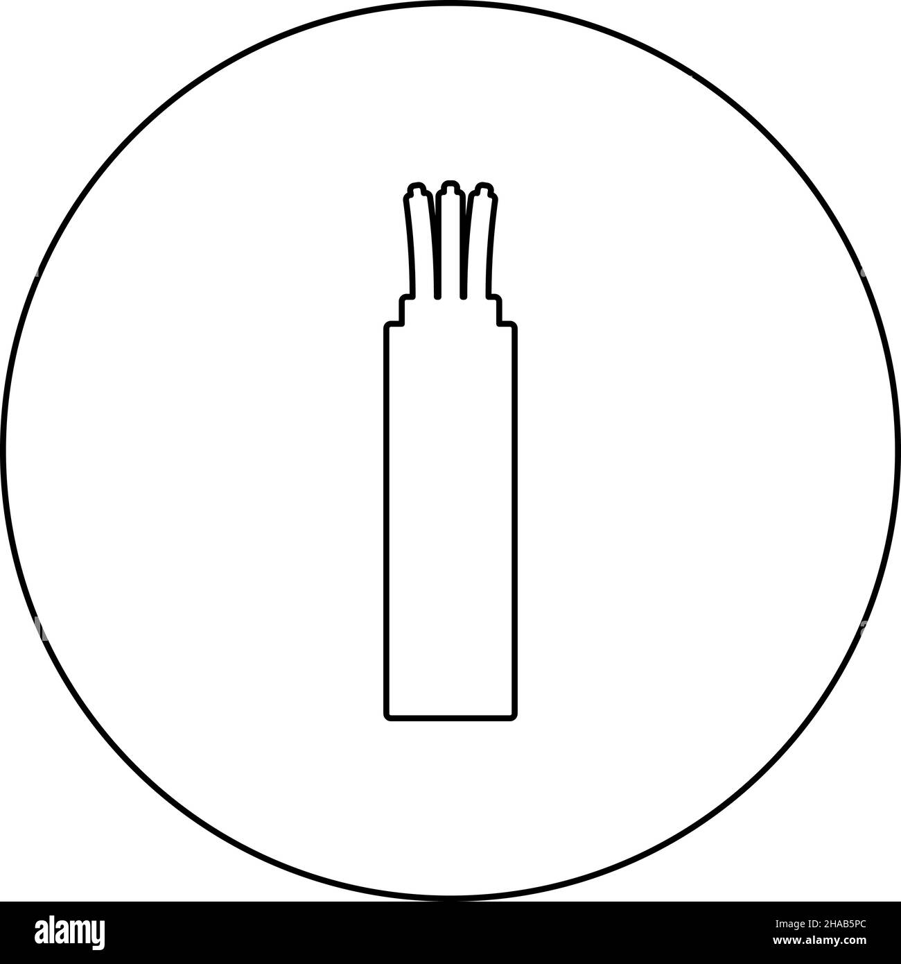 Wire Cord electrical cable curved power optical fibre icon in circle ...