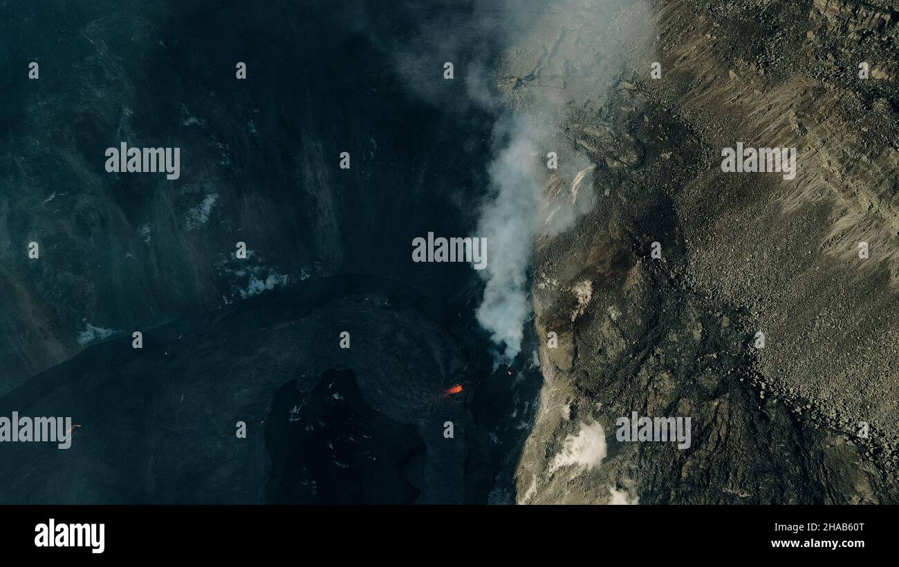 Helicopter over Kilauea Volcano in Hawaii Volcanoes National Park on ...