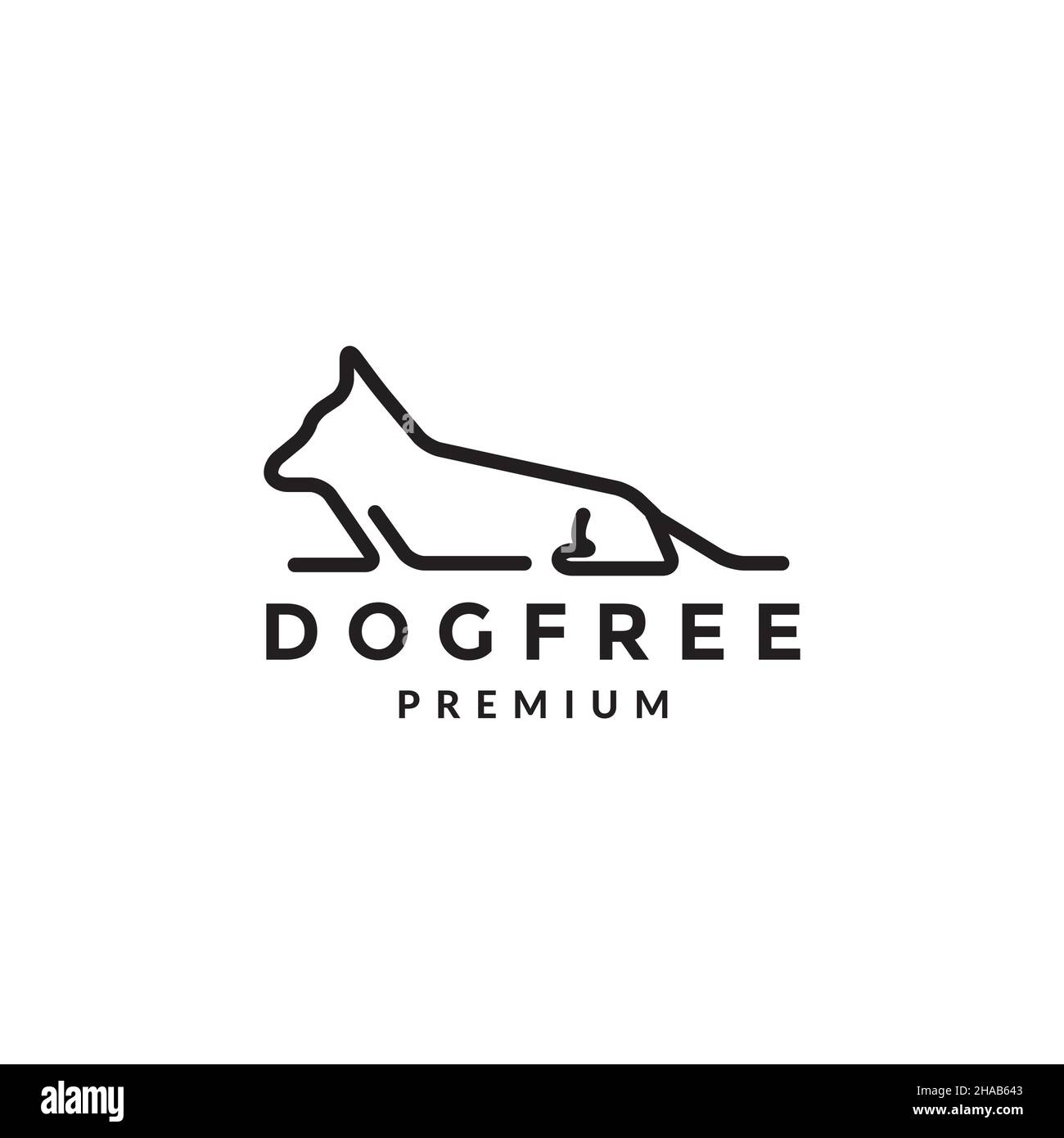 continuous line relaxed dog logo symbol icon vector graphic design ...