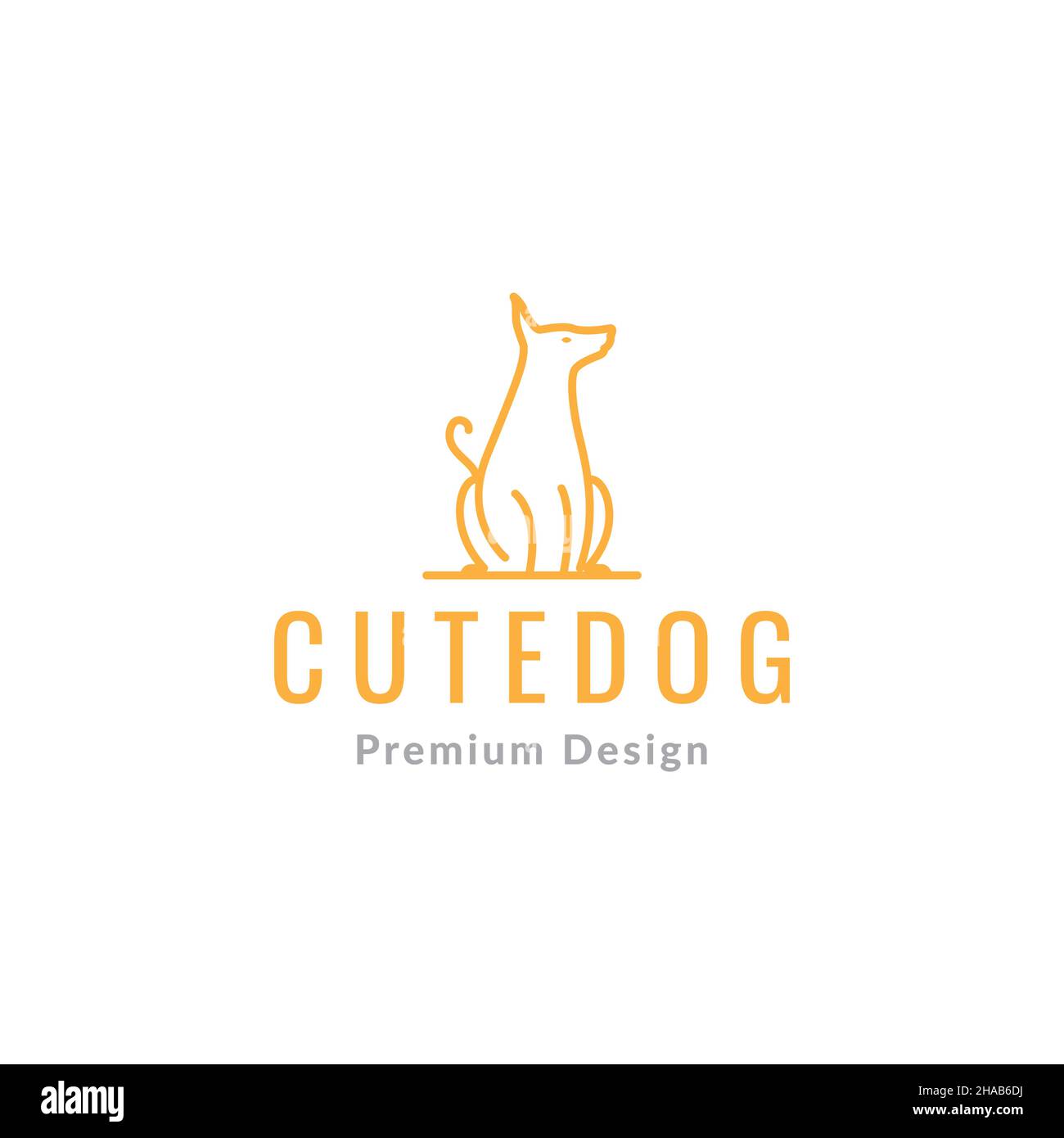 line relaxing dog sitting logo symbol icon vector graphic design ...