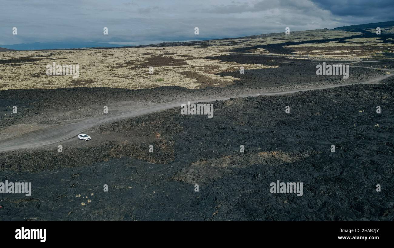 Chain of Craters Road in Hawaii Volcanoes National Park is vivid with ...