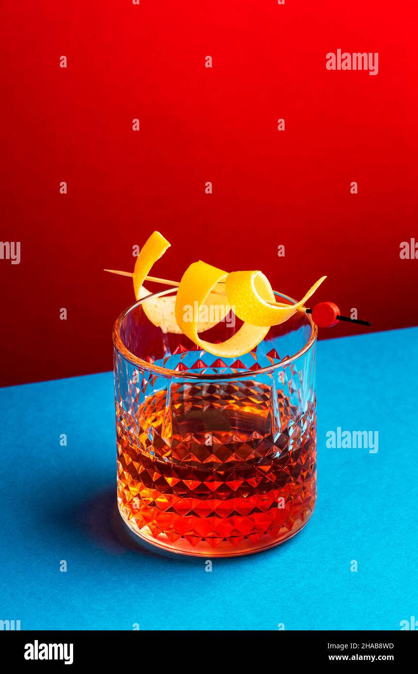 Sazerac, classic alcoholic cocktail with cognac, bourbon, absinthe ...
