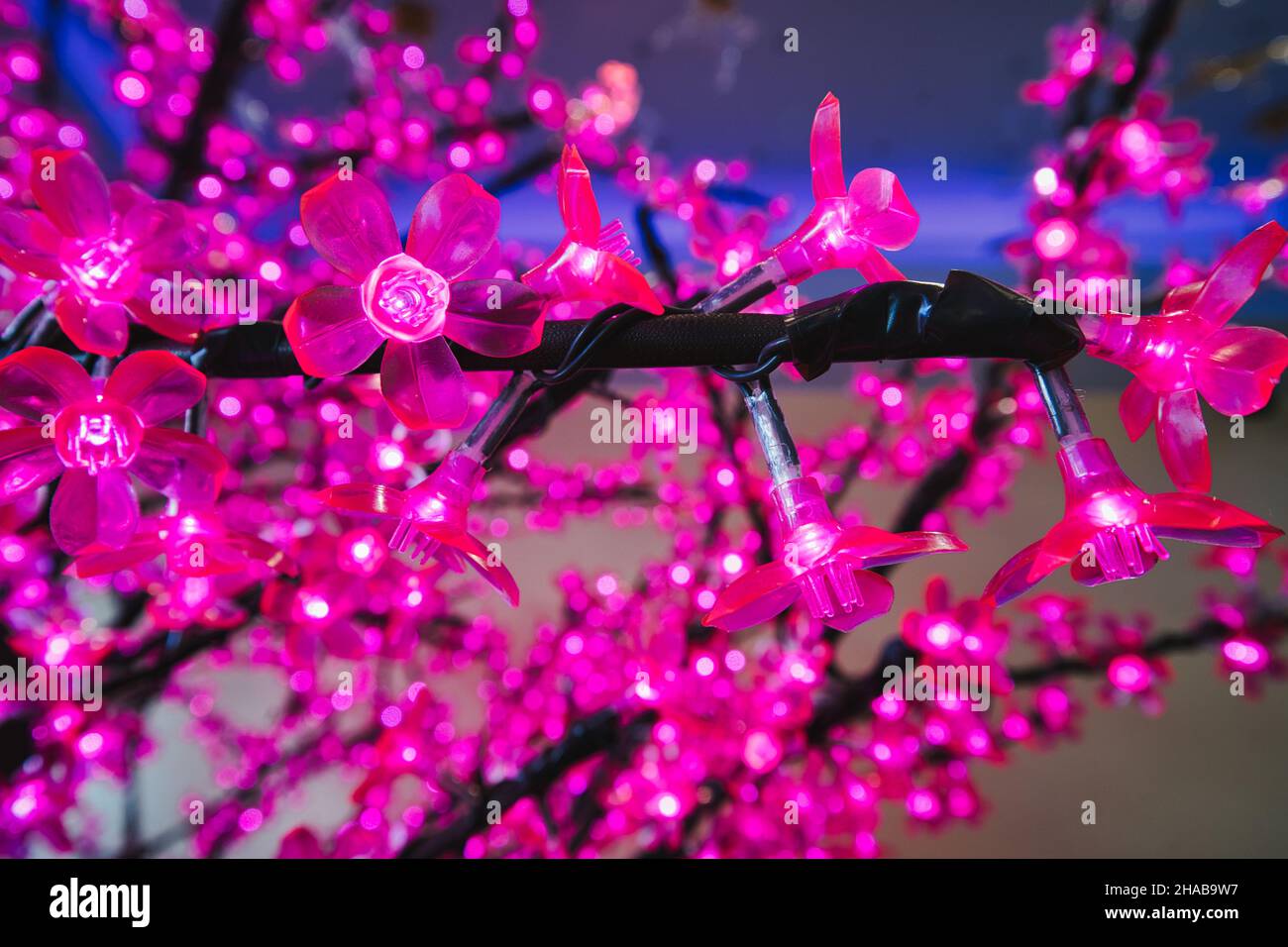 The pink Cherry blossoms LED tree lights Stock Photo - Alamy