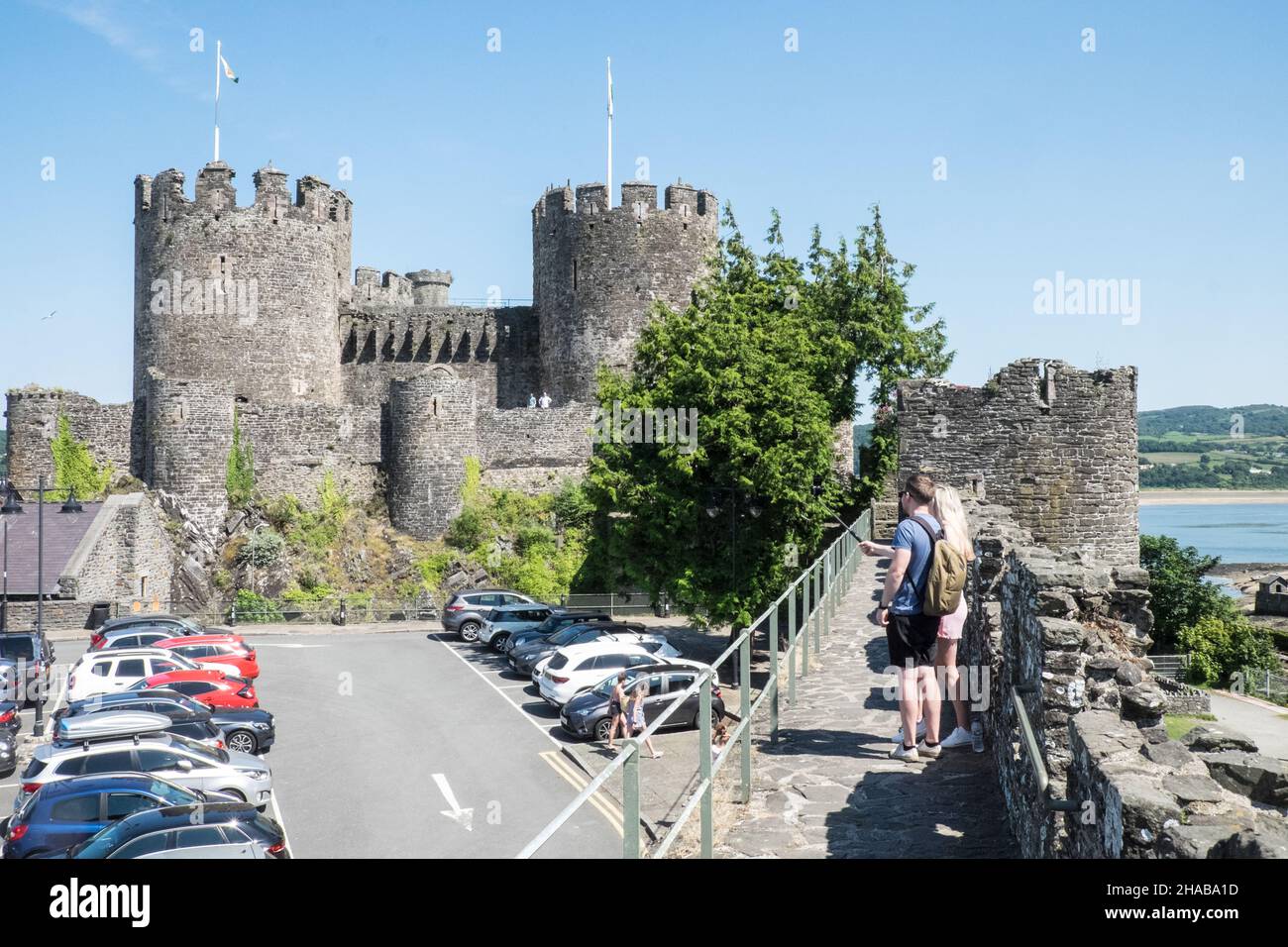 Walk,walking,walker,castle,walls,around,town,of,in,Conway,Conwy,Conwy ...