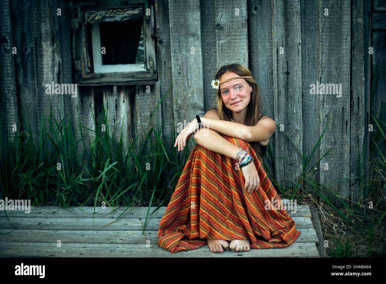 Portrait of a young rural girl outdoors in the village Stock Photo - Alamy