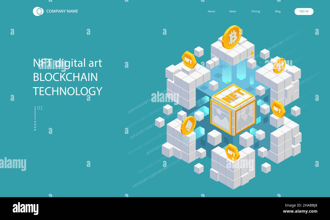 Isometric Digital art NFTs, generative art. NFT Non-fungible token is a unique and non ...